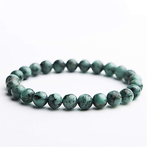7mm Natural Green Emerald Gemstone Round Beads Women Men Bracelet AAAAA