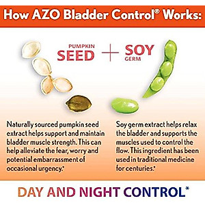 AZO Bladder Control with Go-Less Daily Supplement | Helps Reduce Occasional Urgency& leakage due to laughing, sneezing and exercise | 54 Count Capsules