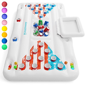 Jasonwell Pool Pong Games Float - Inflatable Pool Pong Table Set Pool Toys Party Games Accessories for Adults & Family 6 Feet Pool Lounge Raft with Cooler and 8 Pong Balls