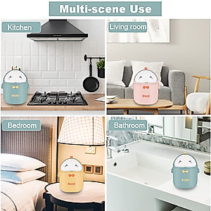 Ujk-TyLun Cute Desktop Trash Can Wastebasket and 120 Trash Bags, Creative Mini Garbage Can with Lid for Countertop Table, Tiny Plastic Storage Bin for Office, Kids Bedroom, 13 * 13 * 18.5cm (Green)