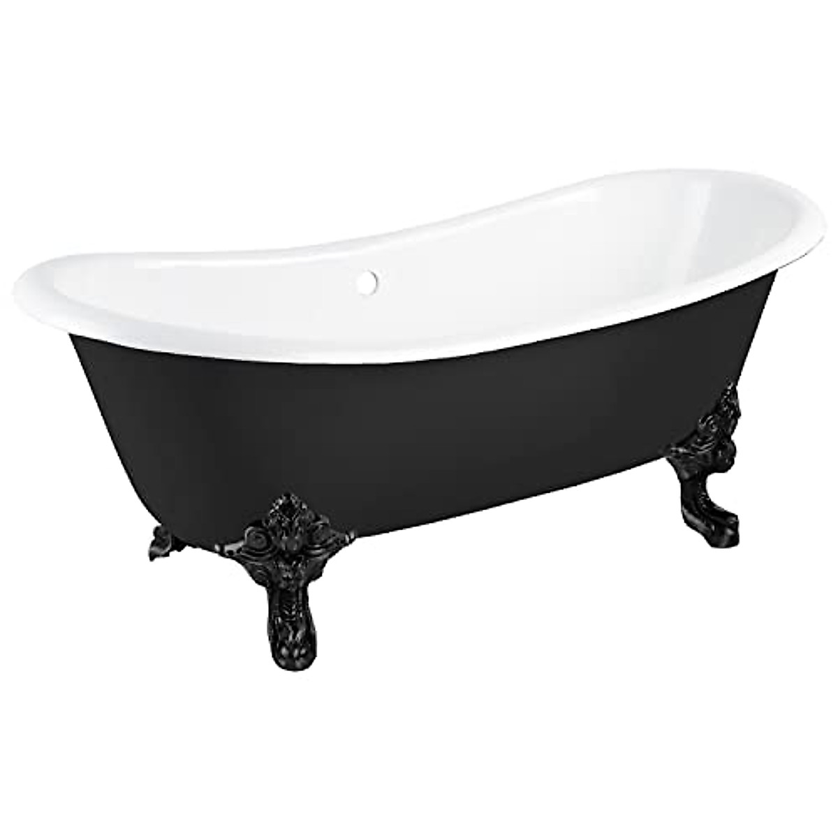 Signature Hardware 946219-72 Lena 72" Cast Iron Soaking Clawfoot Tub with Integrated Drain, Overflow and Imperial Feet