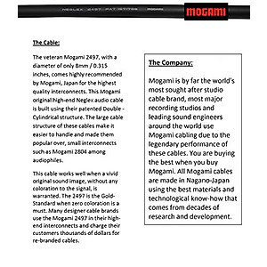 WORLDS BEST CABLES 1 Foot – Audiophile High-Definition Audio Interconnect Cable Pair Custom Made Using Mogami 2497 Wire and Eminence Gold Locking RCA Connectors