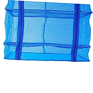 CLISPEED 2pcs Foldable Fish Cage Meat Dehydrater Foldable Basket Flower Food Foldable Drying Rack Mesh Hanging Dryer Rack Drying Basket Nylon Multi-layer Net Blue Nylon Hanging Hanger