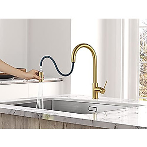 AguaStella AS60BG Brushed Gold Pull Down Kitchen Faucet and ASD52BG Brushed Gold Deck Plate Combination