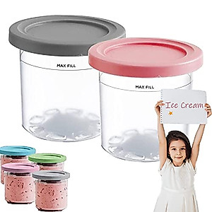 Ice Cream Pints Cup,Ice Cream Pints Cup, Ice Cream Containers With Lids For Ninja Creami Pints, Safe & Leak Proof Ice Cream Pints Kitchen Accessories,for Nc300s Nc299am Series Ice Cream Maker (2PCS-A)