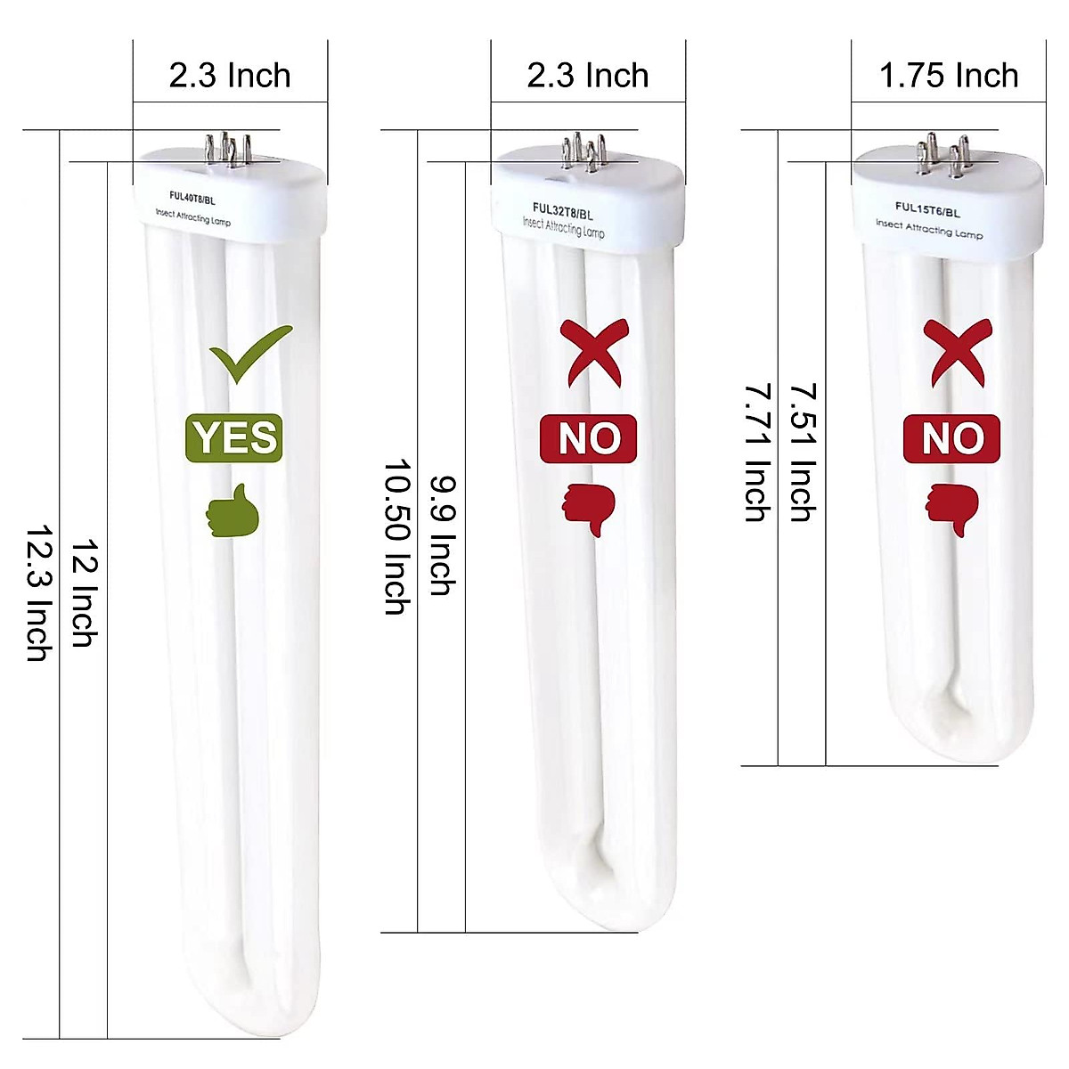 Bug Zapper Replacement Light Bulb 40 Watt Work for BK-80D MC9000 FC7600, BF-150 Replacement Stinger B4040 FUL40T8/BL 12 inch