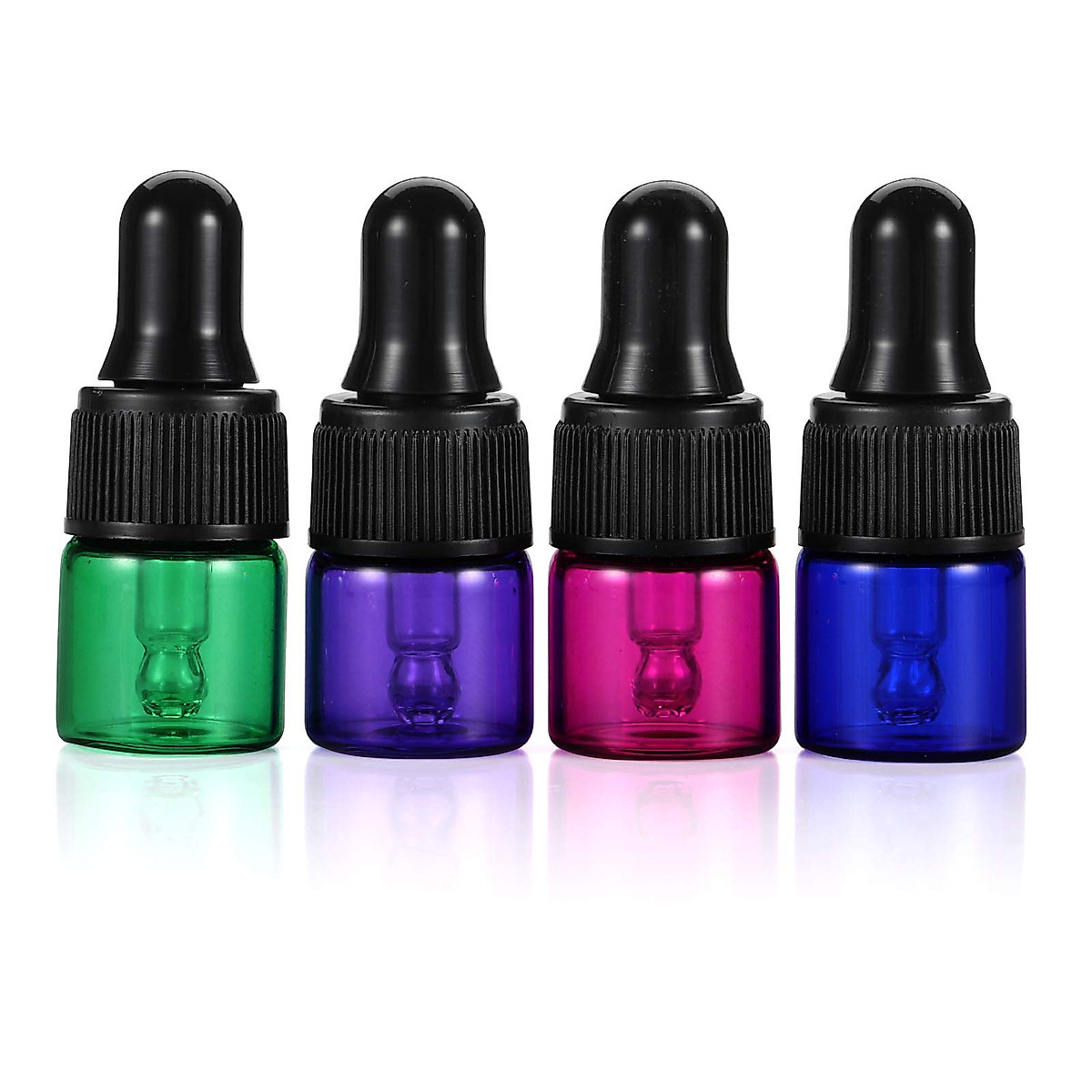 Elfenstall- 48Pcs/lot Small Dropper Bottles Colorful 1ml 1/4 Dram Essential Oil Glass Bottle Empty Lotion Perfume Sample Vials With Glass Eye Dropper + 1pc Clean Cloth + 2pc 1ml Dropper