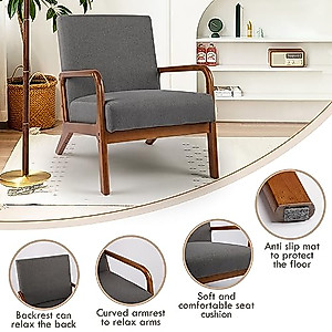 thksbought Accent Chair Armchair with Wood Modern Chair Lounge Side Chair Fabric Single Sofa for Living Room Bedroom Chair(1,Gray)