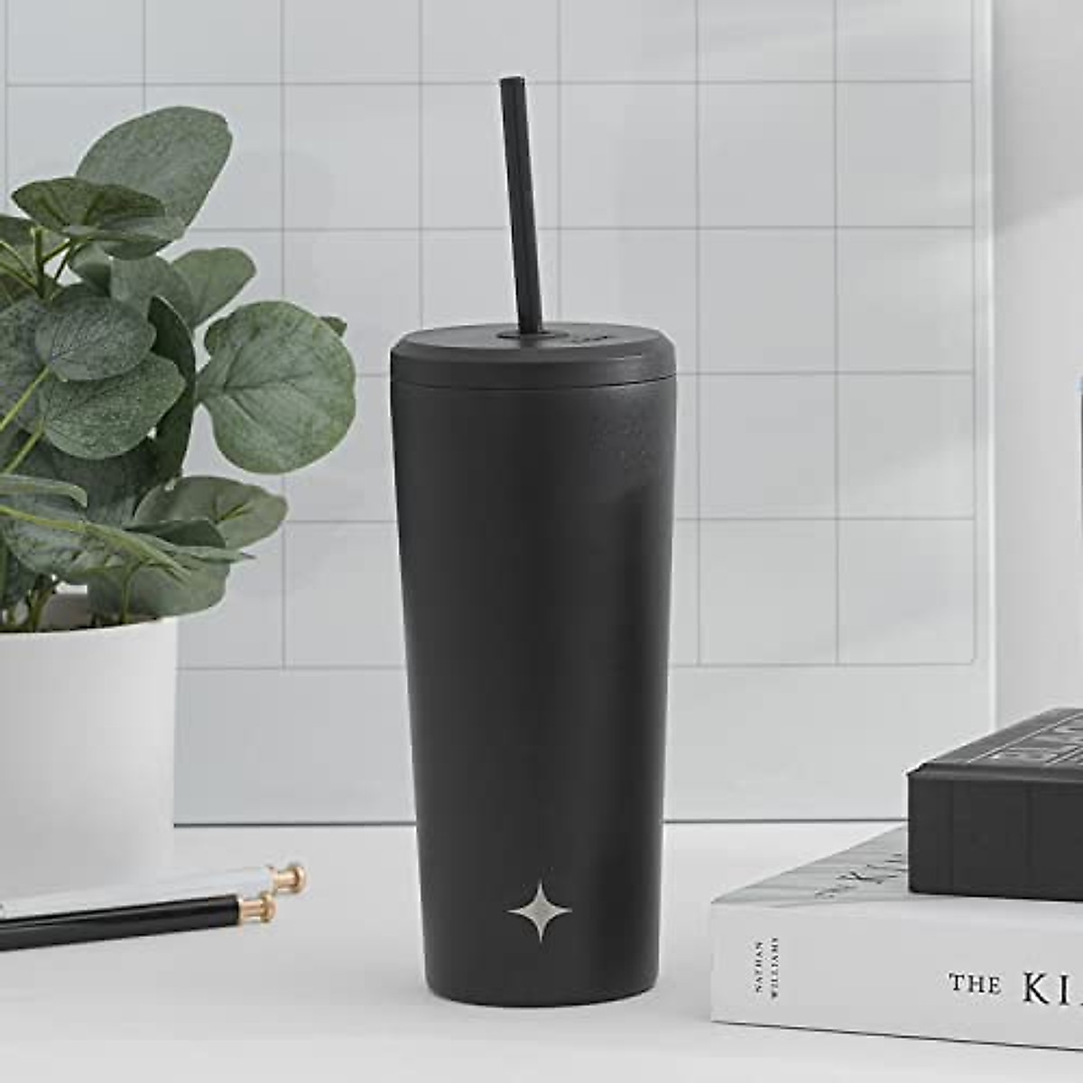 JoyJolt Triple Insulated 20oz Tumbler with Lid and Straw (2 Each) Vacuum Double Wall Stainless Steel Tumbler, Copper Lined for 12Hr Hold/Cold Drinks. Leakproof Water Bottle, Tea or Iced Coffee Cup