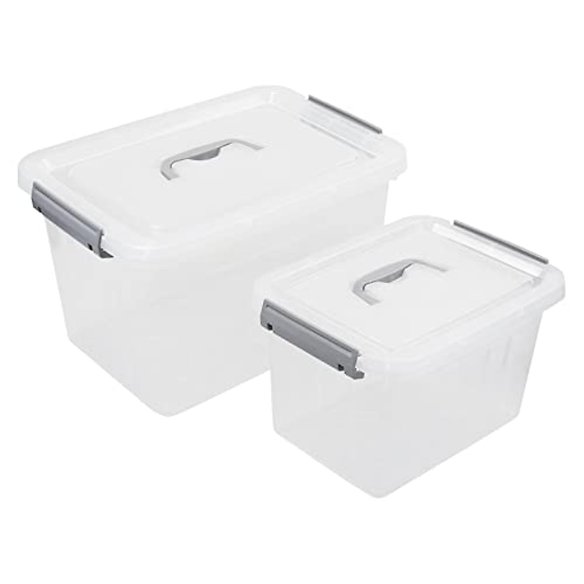 Ggbin 12 Quart & 6 Quart Latch Storage Box Bin with Handle, 2 Packs, Clear