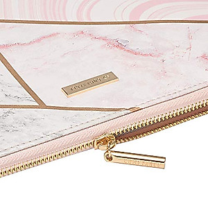 Comfyable Tablet Sleeve Compatible for iPad Pro 12.9 inch M2 2022 M1 2021 2020 & Smart/Magic Keyboard with Pencil Holder - PU Leather Bag Waterproof Slim Protective Cover Case - Geometric Marble