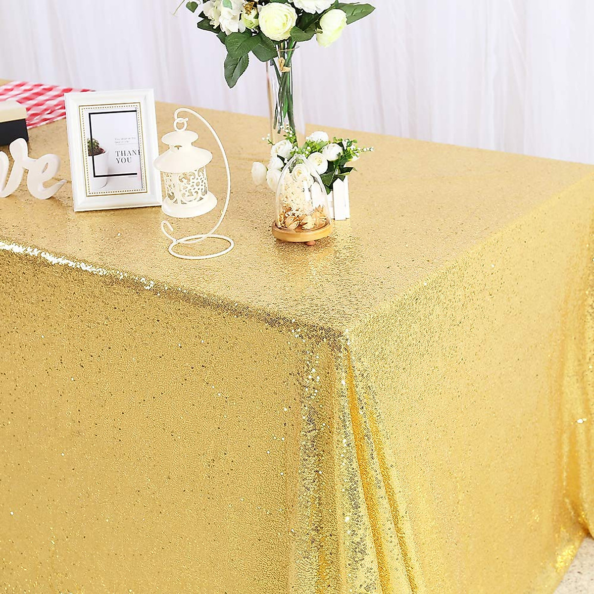 GFCC Glitter Gold Sequin Tablecloth 60x126 Party Wedding Halloween Christmas Baby Shower Table Cover