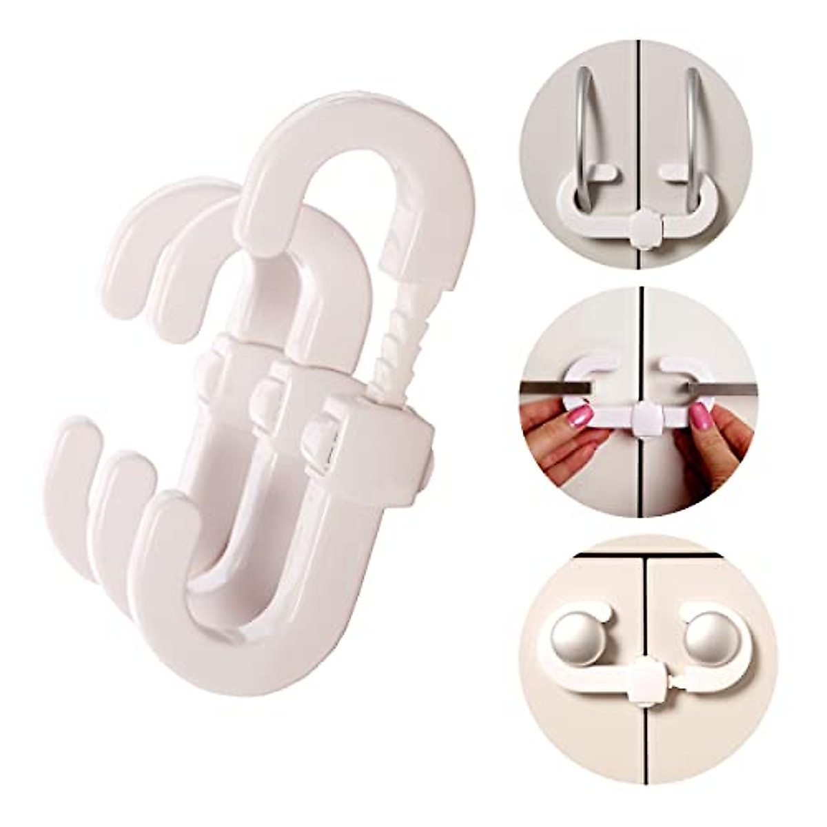 Dreambaby Secure -A-Lock - Child Proof Sliding Safety Locks - Suitable for Mushroom Knobs & D-Shaped Cabinet Door Handles - White - Model ‎L712