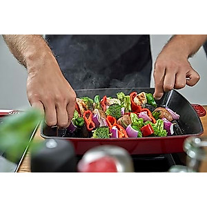 Staub American Grill Pan Cast Iron Suitable for Induction Cookers 26 cm Cherry Red