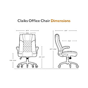 Claiks Big and Tall Office Leather Chair for Heavy People, Executive Office Chair with Heavy Duty Casters,High Back Office Chair Flip Arms Adjustable Built-in Lumbar Support