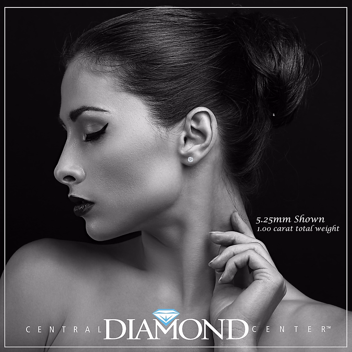 Central Diamond Center 14K Solid Gold Post & Sterling Silver 4 Prong CZ Stud Earrings - Platinum Plated - 5.25mm - 1.00cttw