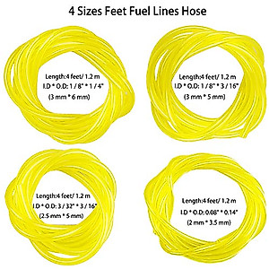 HPENP 16 Feet 4 Sizes Fuel Line Hose with Snap in Primer Bulb,Primer Pouland Bulb Fuel Filter Fit for Zama Stihl Poulan Weedeater Craftsman Husqvarna Trimmer Chainsaw Blower