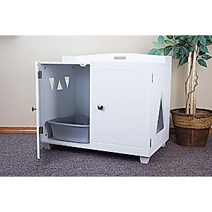 Furhaven Designer Hidden Litter Box Storage Container Cabinet - White, One Size