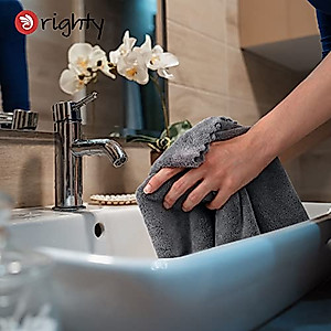 Orighty 6 Pack Premium Hand Towels - Ultra Soft & Highly Absorbent - Microfiber Coral Velvet for Bathroom, Gym, Shower, Spa, Quick Drying Hand Towel 15 x 25 inches (Grey)