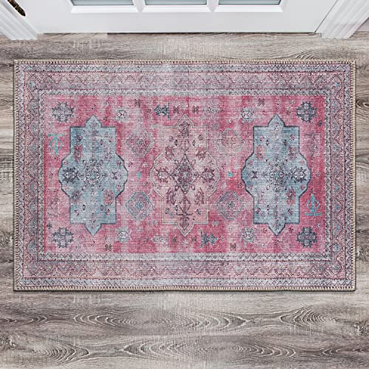 Rugshop Distressed Transitional Bohemian Stain Resistant Flat Weave Eco Friendly Premium Recycled Machine Washable Area Rug 2'1"x3' Multi