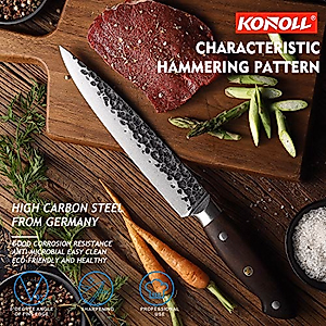 KONOLL Kitchen Knife Block Set Chef Knife Box Set Ultra Sharp Forged Knives Set, High Carbon Steel Kitchen Knife (Knife Box Set 5 Pcs)
