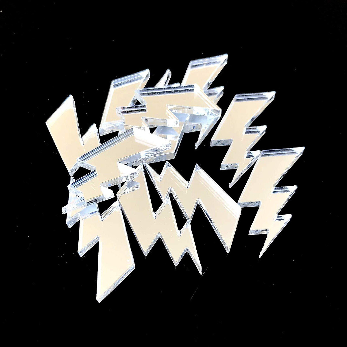 Super Cool Creations Lightening Shaped Crafting Mirrors, Set of 10, Many Colours, Shatterproof Acrylic, Green, Pack of 10 x 10cm