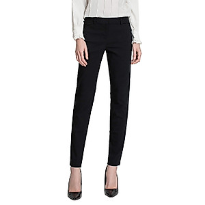 SATINATO Women's Wrinkle Free Stretch Dress Pants Work Slim Fit Trousers(0,Black)
