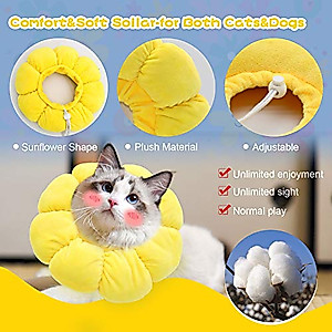 HYLYUN Cat Recovery Collar - Cute Sun Flower Neck Cat Cones After Surgery, Adjustable Cat E Collar, Surgery Recovery Elizabethan Collars for Kitten and Cats