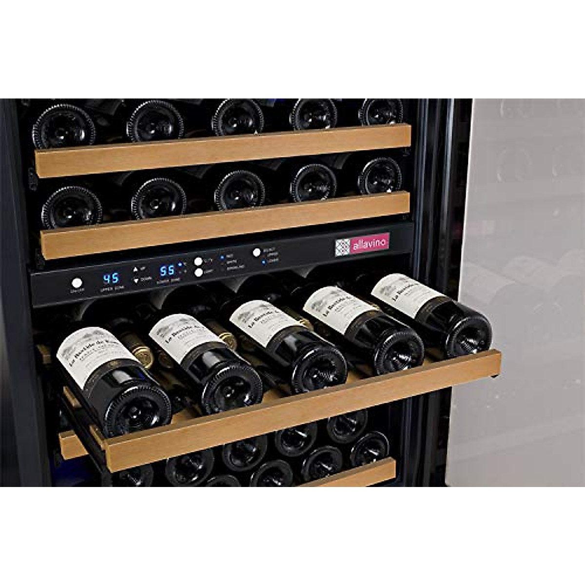 Allavino 24" Wide FlexCount II Tru-Vino 56 Bottle Dual Zone Black Left Hinge Wine Refrigerator