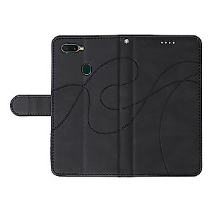 ZIRIA Smartphone Flip Cases Compatible with Oppo A7 Card Holder Detachable Bracelet Flip Phone Case Multifunctional Case Compatible with Oppo A7 Case (Color : Svart)