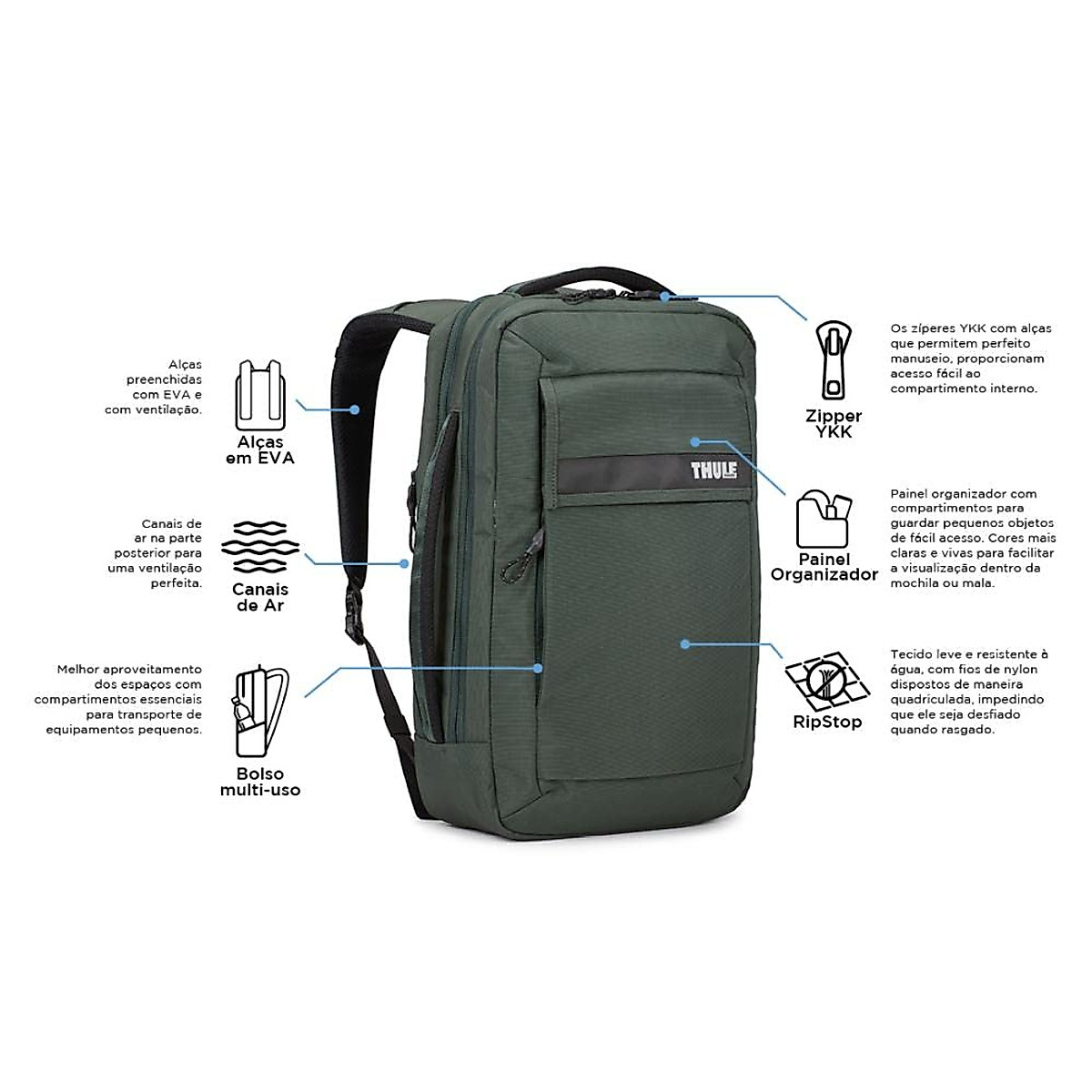 THULE(スーリー) Suree 3204491 Paramount Convertible Backpack, Capacity: 3.6 gal (16 L), Can Store Laptops, Racing Green