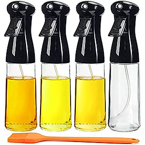 WERTIOO Olive Oil Sprayer for Cooking 4 Pack, 7.4oz/210ml Glass Olive Oil Spray Bottle Refillable Kitchen Accessories Oil Mister for Air Fryer, Salad, Baking, BBQ