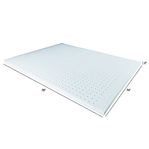 Gel Infused Memory Foam Mattress Topper- 2 Inch King Size Memory Foam Mattress Pad with Ventilation for Support, Cooling, and Comfort by Bluestone