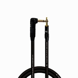 COLUBER CABLE Right Angle 1/4" TRS to 3.5 TRS Male - 5 Feet - Black - Pro 3-Pin Microphone Connector for Powered Speakers, Audio Interface or Mixer for Live Performance & Recording