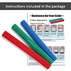 Flex Therapy Bar Strengthener, Tennis Elbow Physical Therapy Bar, Resistance Bar for Golfers Elbow, Tendonitis, Wrist, Forearms Pain Relief