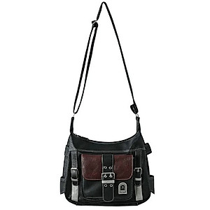 Vintage Leather Hobo Gothic Chain Purses For Women Concealed Carry On Goth Cross Body Shoulder Handbags Teen Girls Y2K Beige One Size