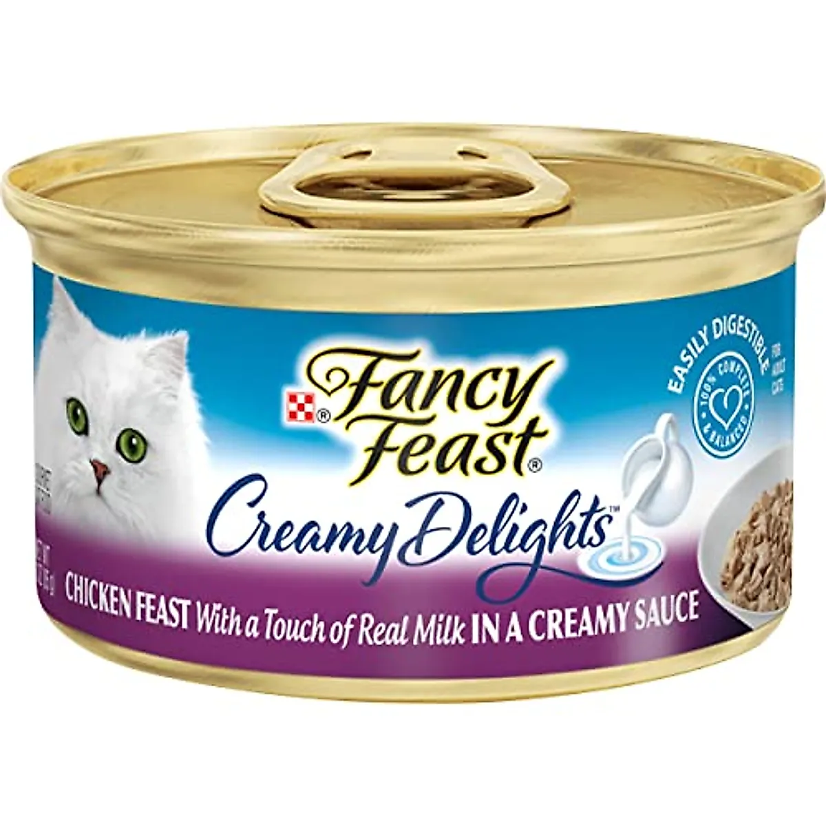 Fancy Feast Purina, Creamy Delight, Chicken Feast with a Touch of Real Milk in A Creamy Sauce, 3 oz (Pack of 6 cans)