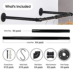 Dawod Industrial Pipe Clothing Rack 36 Inch 2 Pack, Wall Mounted Clothes Rack, Hanging Clothes Rods for Closet and Laundry Room, Multi-Purpose Heavy Duty Garment Bar