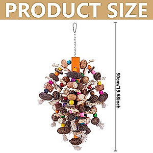 Deloky Large Parrot Bird Chewing Toys-Natural Nuts Corn Parrot Tearing Toy-Wooden Bird Cage Toy for African Grey,Macaws Cokatoos,Amazon Parrots and Other Large Birds
