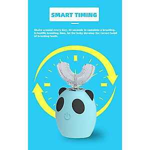 FITHOOD Electric Toothbrush with Ultrasonic, U-Shaped Automatic Toothbrush, IPX7 Waterproof, 4 Clearing Modes, Ultrasonic Electric Toothbrush for Kids(Blue) (8-15years)