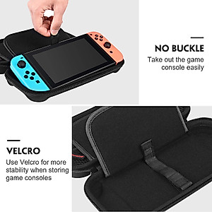 TYUOBOX Switch Carrying Case - Protective Hard Shell Travel Switch Case for Nintendo Switch/Switch OLED Console & Accessories, Carry 20 Games Cartridges Pouch, Black