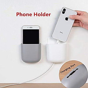 TV/DVD/VCR Step Remote Control,Storage & Organizer Wall Holder Practical Charging Box Bracket Stand Shelf Mount Support Universal for Mobile Phone remote control (White-4PACK)