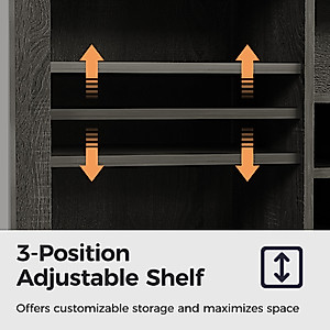 RoyalCraft Farmhouse Buffet Cabinet with Storage, 52'' Wine Bar Cabinet with Sliding Barn Door, Liquor Coffee Bar Cabinet and Sideboard for Kitchen, Dining Room, Rustic Dark Grey