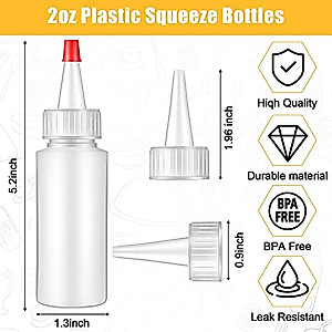 80 Pcs 2 oz Plastic Small Condiment Squeeze Bottles with Red Tip Caps Squirt Refillable Round Mini Squeeze Bottle for Glues Paints Arts Craft Sauce Ketchup Oil Icing Cookie Food Decorating BBQ Syrup