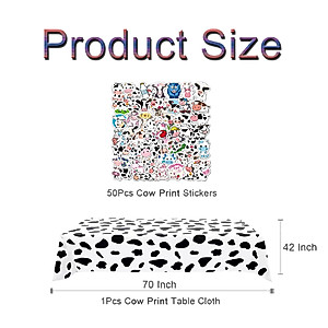 BenTin 93Pcs Cow Birthday Party Decoration, Cow Print Party Supplies, Farm Animal Happy Birthday Party Supplies, Include Cow Print Banner, Cake Topper, Balloons, Sticker, Table Cloth, For Cow Theme