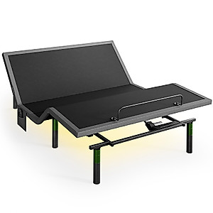 Marsail MS01 Queen Adjustable Bed Base Frame, 4 Ports USB A&C Adjustable Bed Base with Under-Bed Nightlight, 3 Minutes Fast Assembly, Wireless Remote Control Adjustable Bed with 4 Height Options
