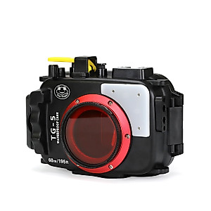 SeaFrogs Waterproof Housing Underwater Case for Olympus TG5 with 67mm Red Filter Combo, Applied to 60m/195ft