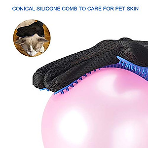 Pet Grooming Glove Brush Bathing Massage Gloves Efficient Pets Hair Remover Mitt Perfect for Dogs & Cats & Horses with Long & Short Fur Enhanced