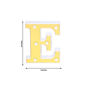 Efavormart 6" 3D Gold Marquee Letters 5 LED Light Up Letters Warm White LED Letter Lights - E