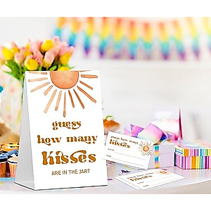 Guess How Many Game Guess How Many Kisses Game, 1 Standing Sign and 50 Cards, Here Comes the Sun, Sunshine Gender Neutral Baby Shower Decoration, Gender Reveal Party, Bridal Shower Favor Supplies-LT9